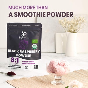 Jungle Powders USDA Organic Black Raspberry Powder 5oz, Freeze Dried ...