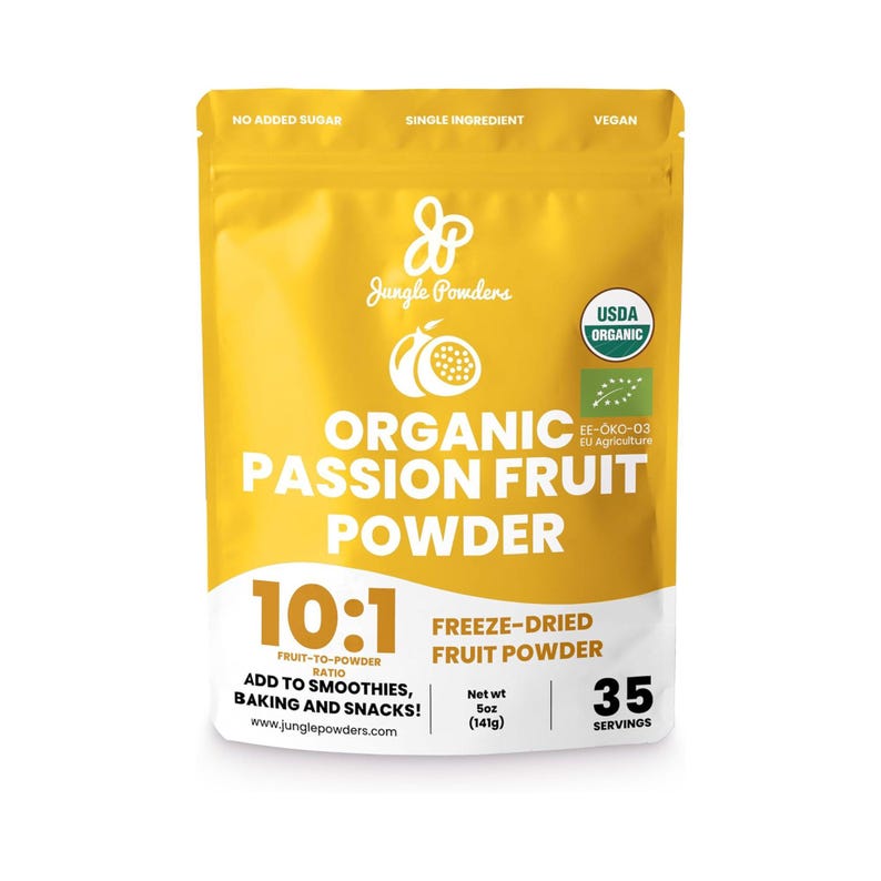 Jungle Powders Organic Passion Fruit Powder 5 Oz / 141g, Freeze-dried ...