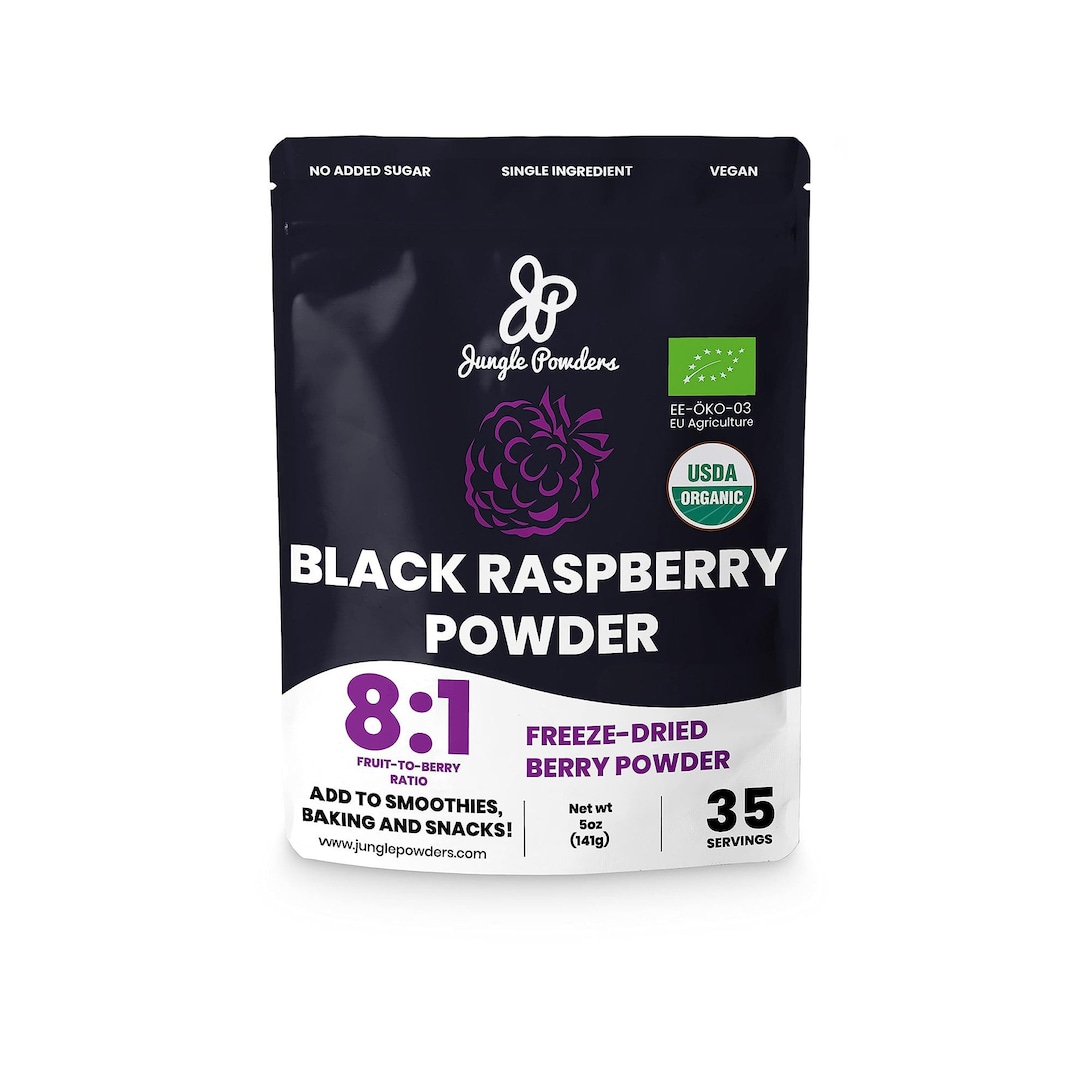 Jungle Powders USDA Organic Black Raspberry Powder 5oz, Freeze Dried ...