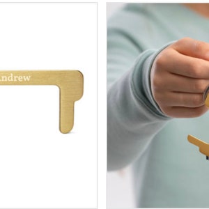 Engraved Brass Touch Tool Personalized Hygiene Key Customized Gift With ...