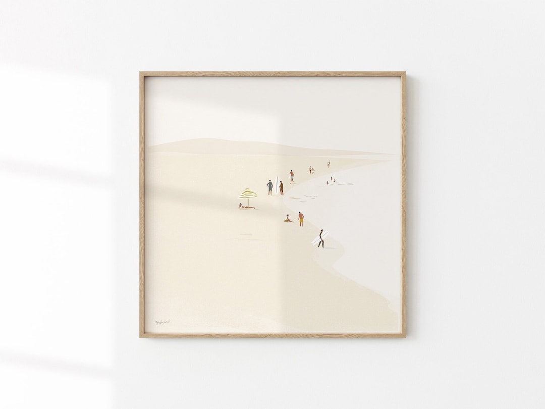 Large Minimal Beach Art Print Swimming Minimalist Artwork Apartment ...