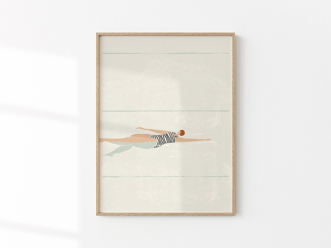 Morning Swim Minimalist Artwork Swimming Pool Art Blue - Etsy