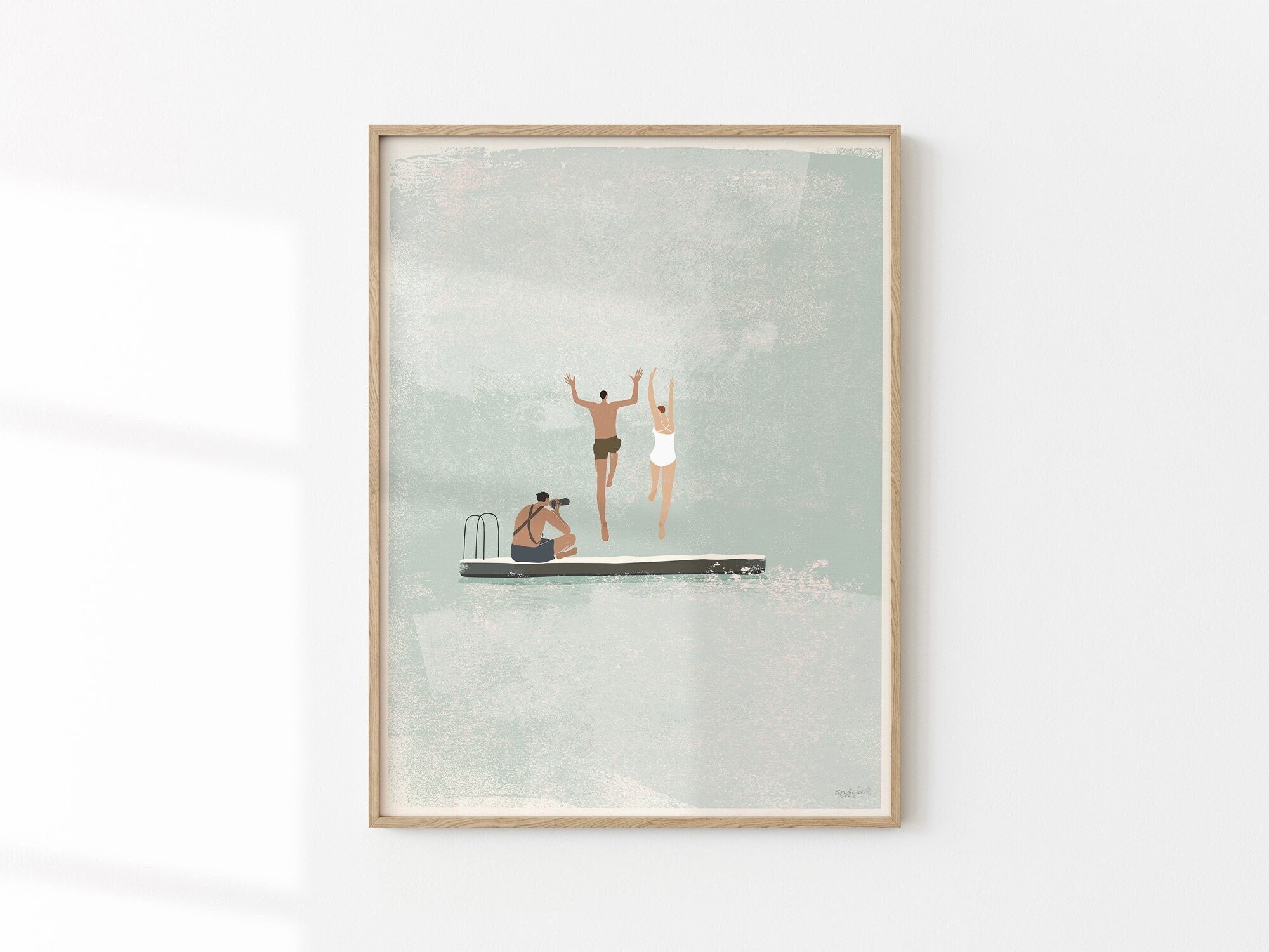 Swimmers Minimalist Art Print Summer Printable Download Minimalist ...