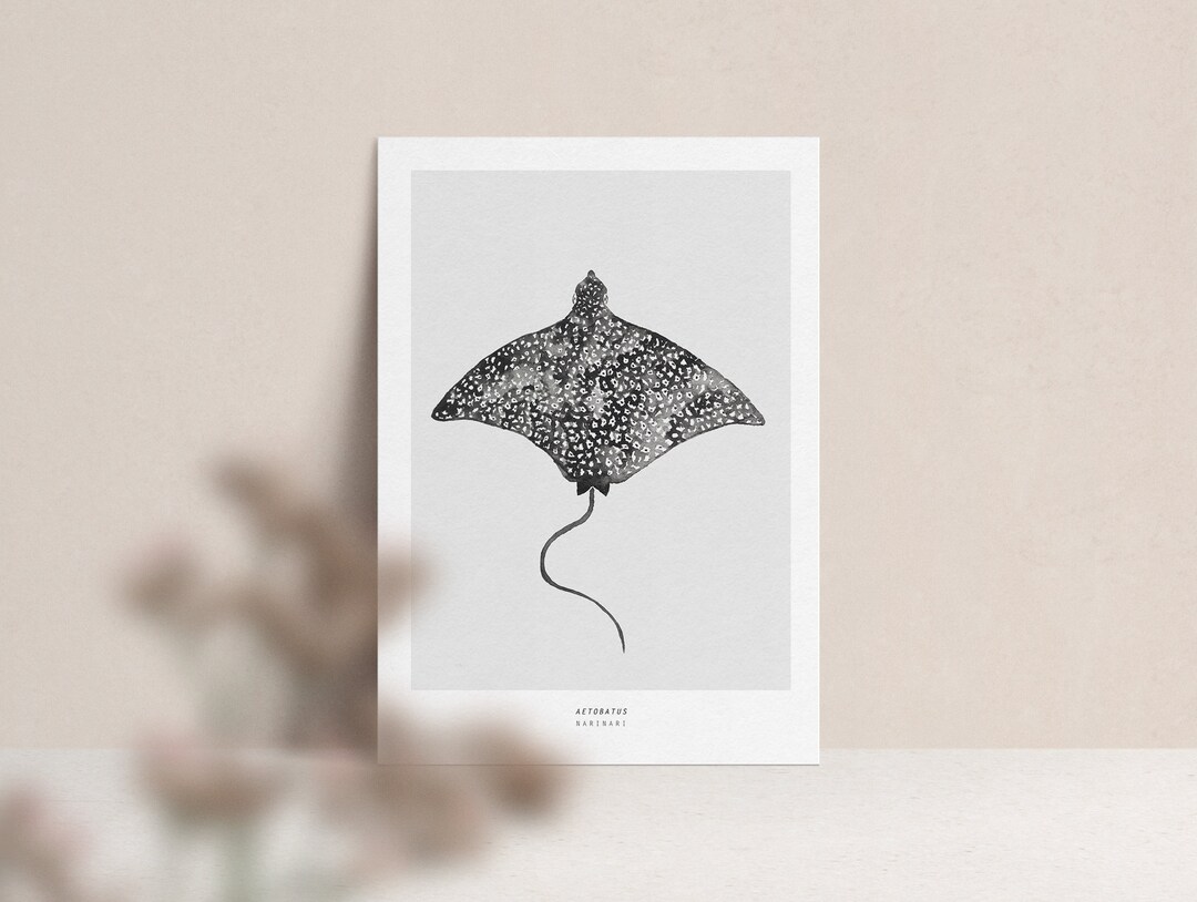 Poster Ray Sea Animal Illustration Watercolor A4 Posters Recycled Paper ...