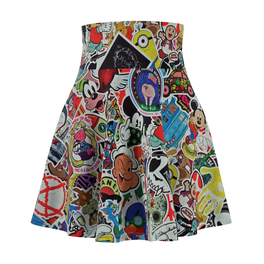 Stickerbomb Skater Skirt: Fun Comic Print, Teen Fashion - Etsy