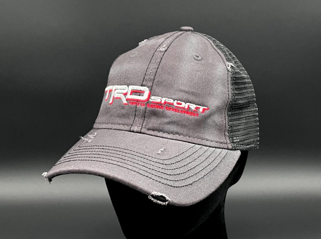 TRD Sport Embroidered Distressed Unstructured Mesh Back Trucker Hat ...