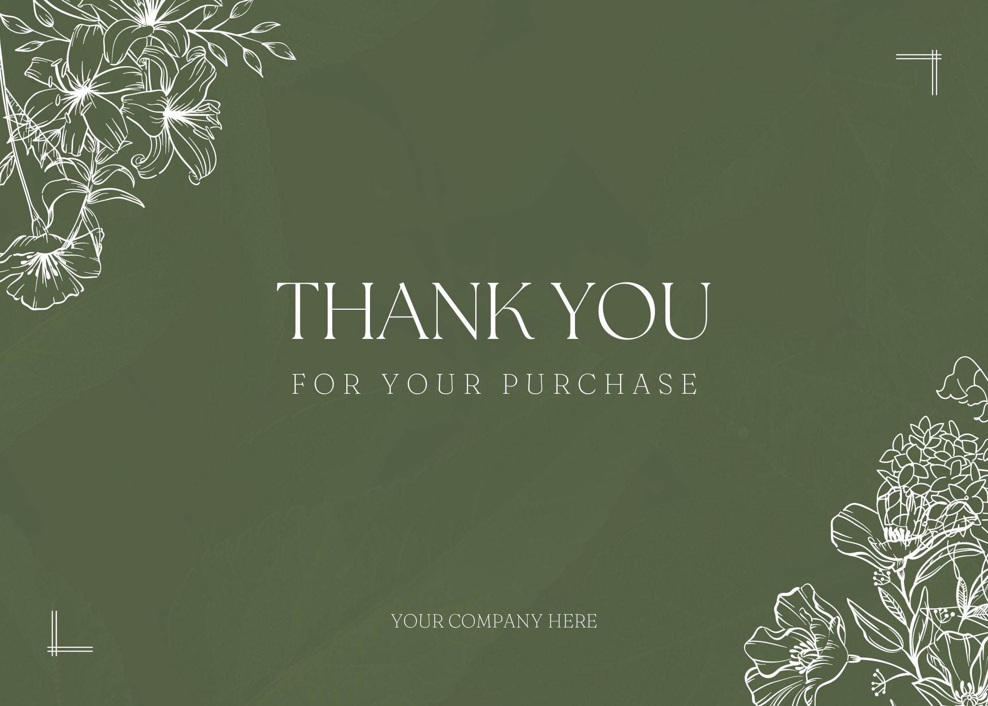 Green and White Thank You Card Template - Etsy Australia