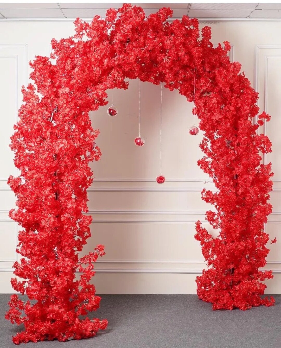 Red Floral Arch With Flowers, Flower Wedding Backdrop Arrangement - Etsy