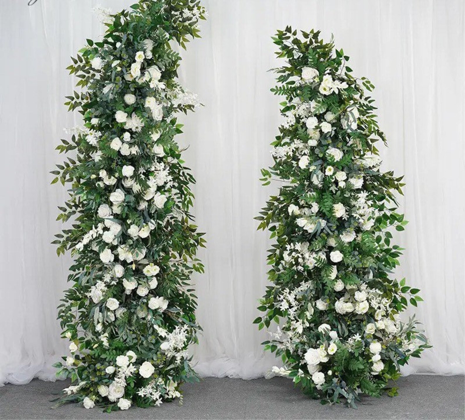 2 Pcs White/green Horn Arch With Flowerswedding Floral Backdrop ...