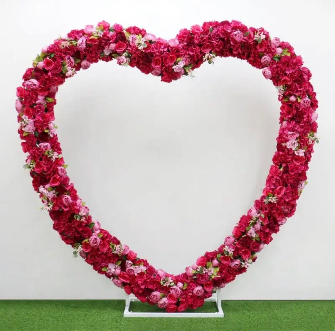 Red Heart Shape Floral Archflower Wedding Backdrop Arrangement - Etsy