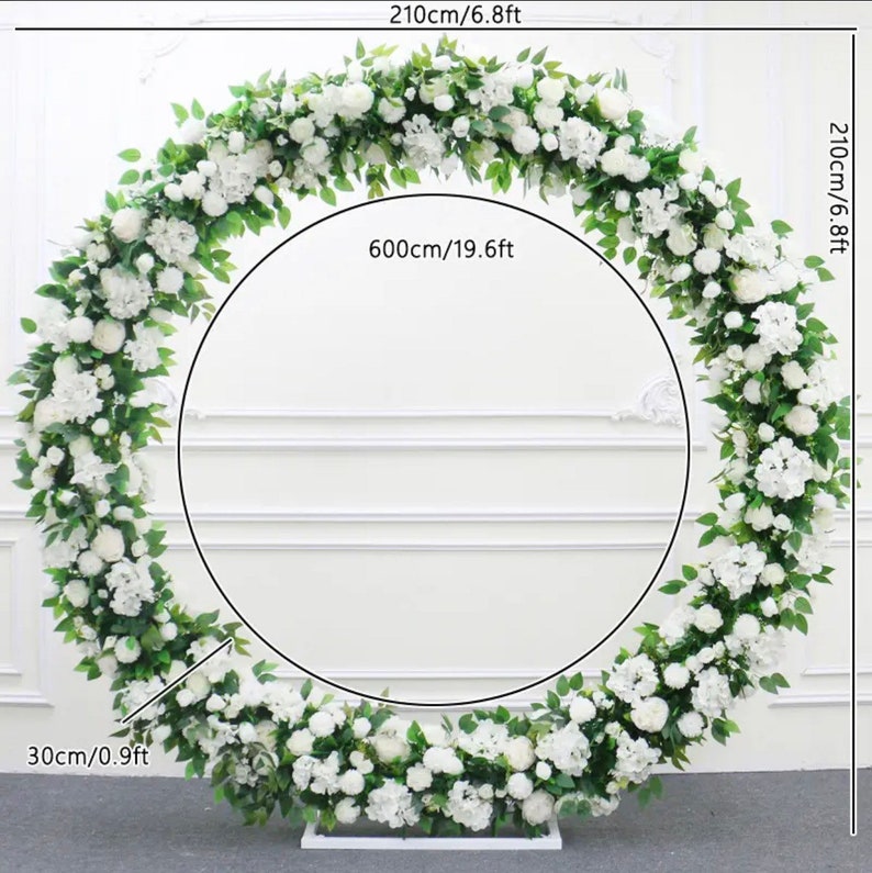 Circle Shape Arch With White Flower Runner Wedding Backdrop Arrangement ...
