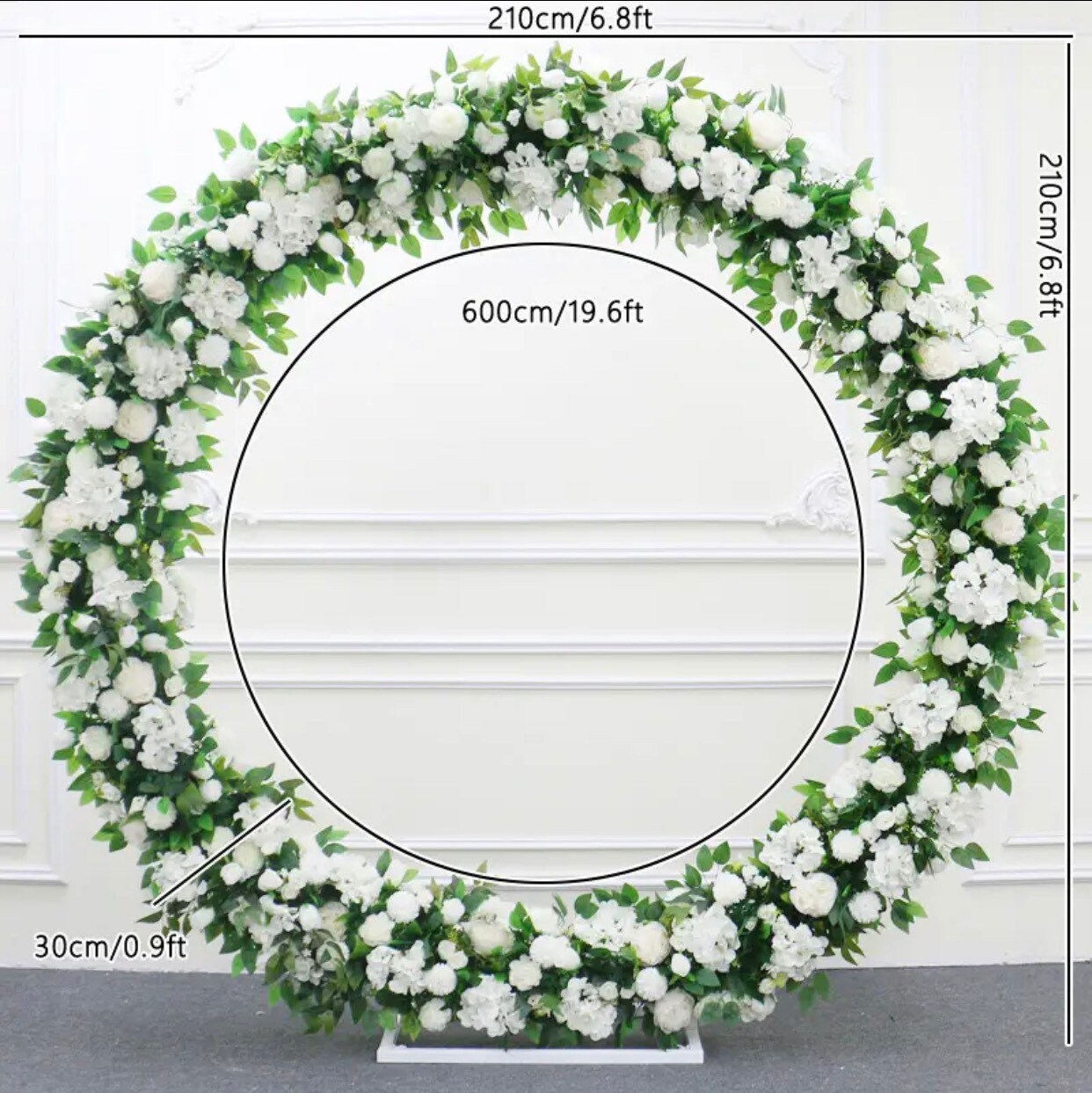 Circle Shape Arch With White Flower Runner Wedding Backdrop Arrangement ...