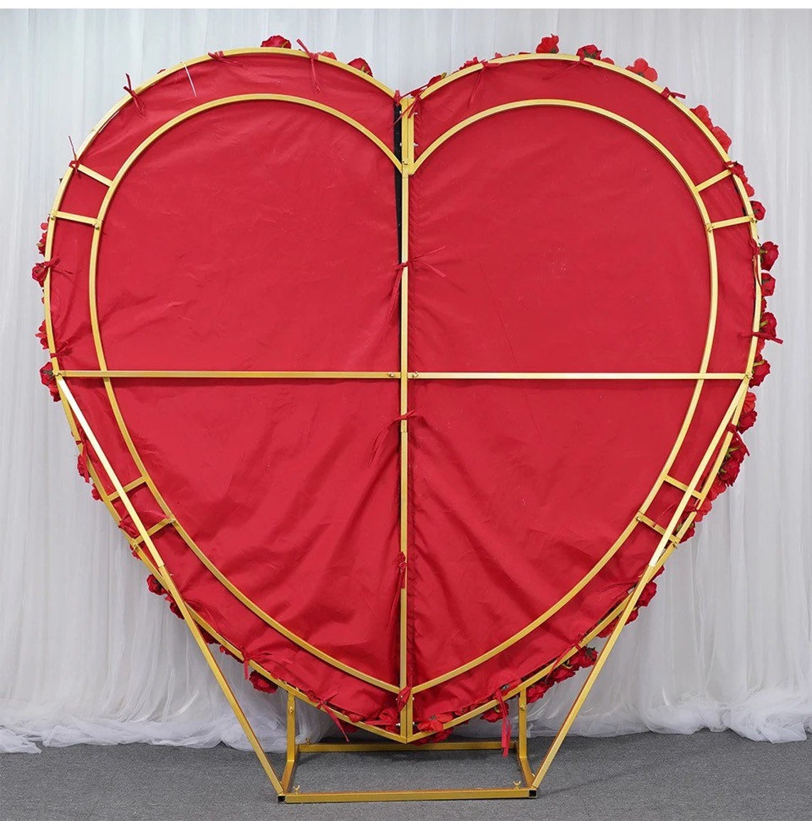 Red Heart Shaped Floral Artificial Flower Backdrop Flower Wall - Etsy