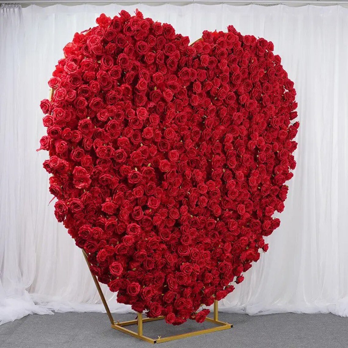 Red Heart Shaped Floral Artificial Flower Backdrop Flower Wall - Etsy