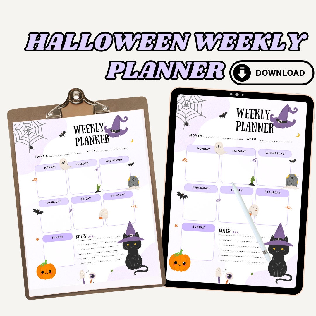 Halloween Theme Weekly Planner week Planner Instant Download - Etsy