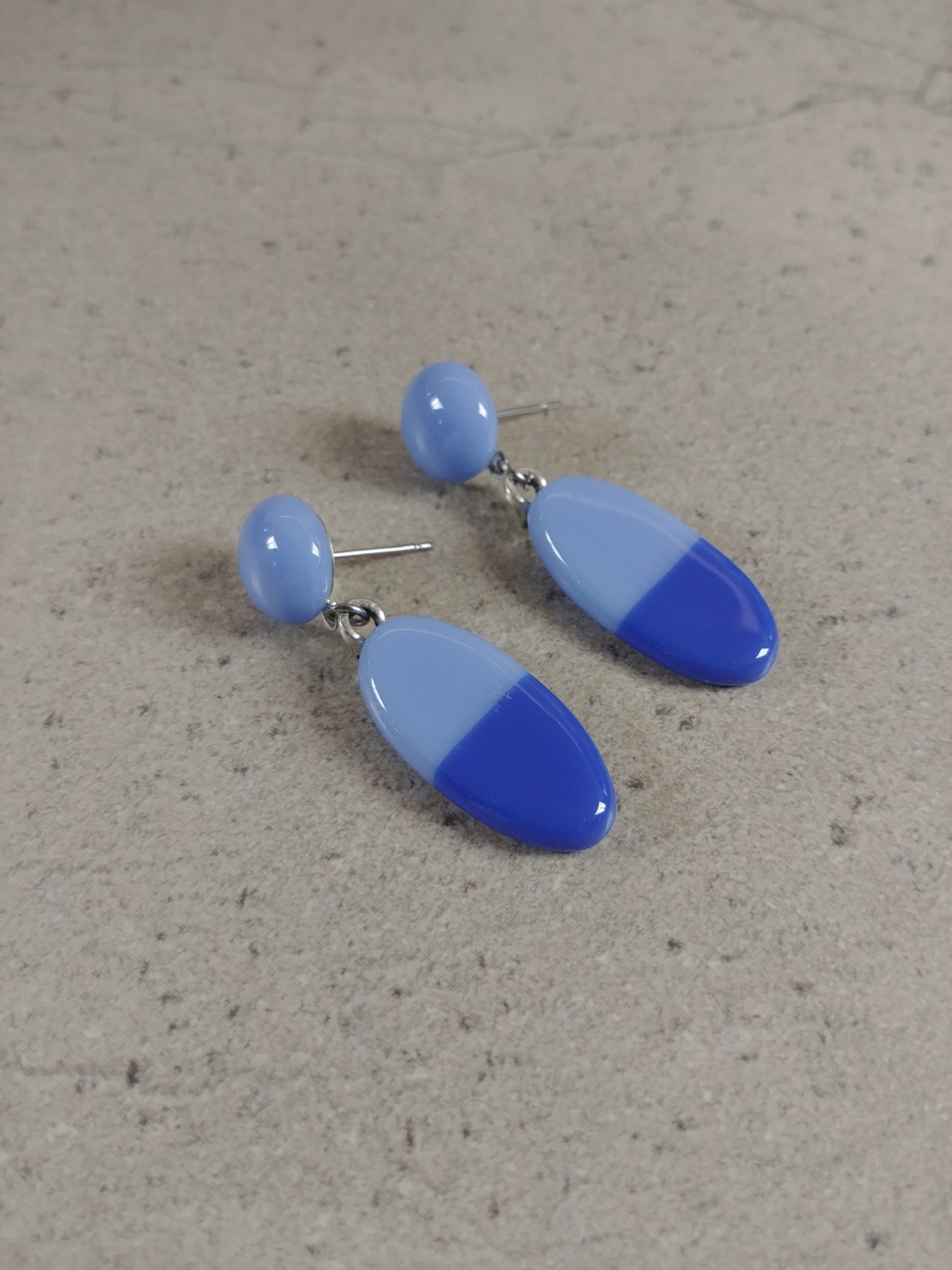 Fused Glass Earrings, Blue Stained Glass Earrings, Statement Earrings ...