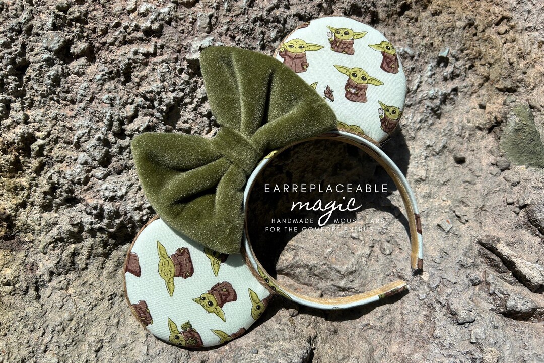 Baby Yoda Mouse Minnie Ears, Grogu Mickey Ears, Mandalorian Mouse Ears ...