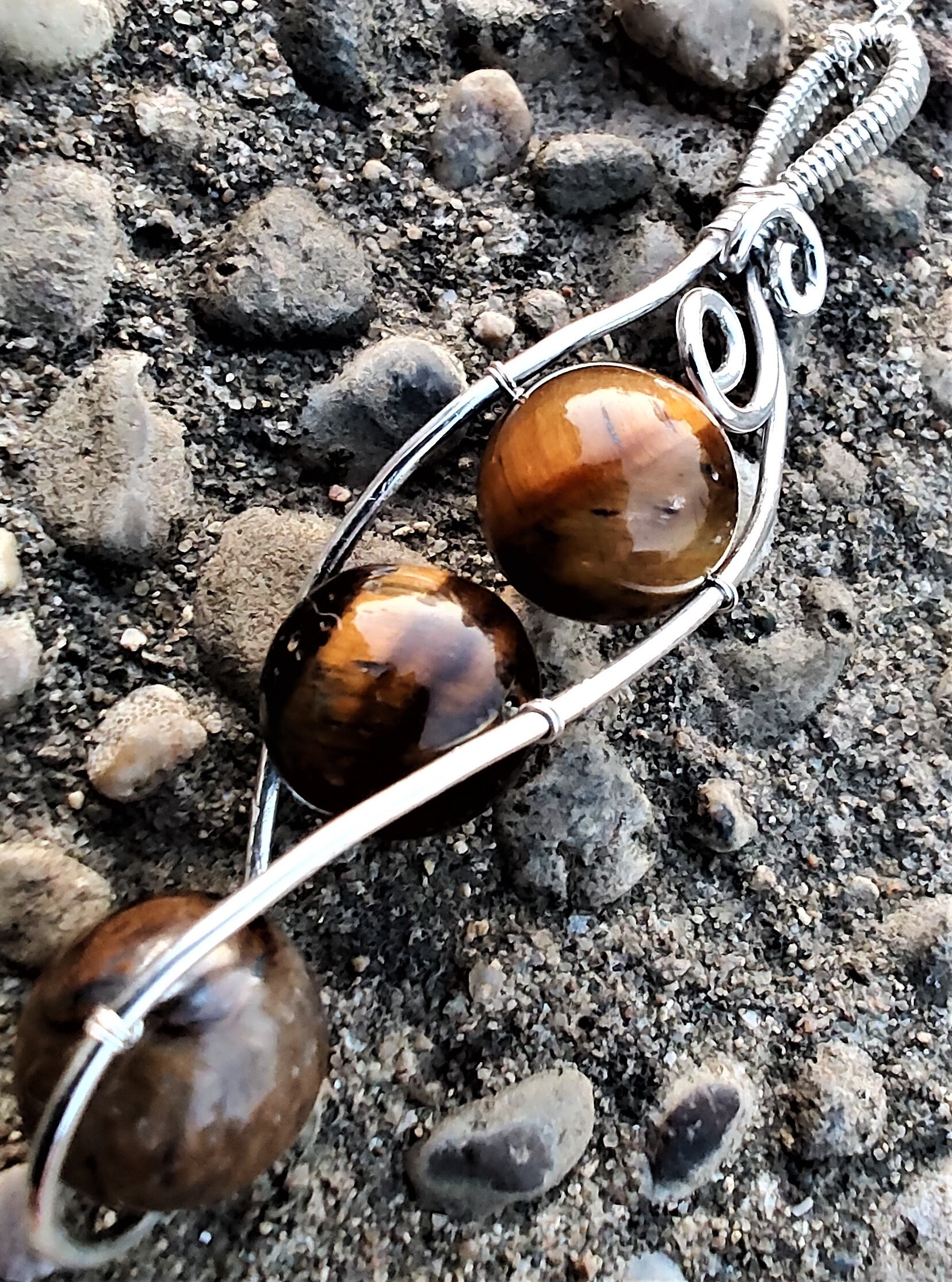 Sterling Silver Raw Tiger's Eye Elven Elvish Mystical Fantasy Amulet ...