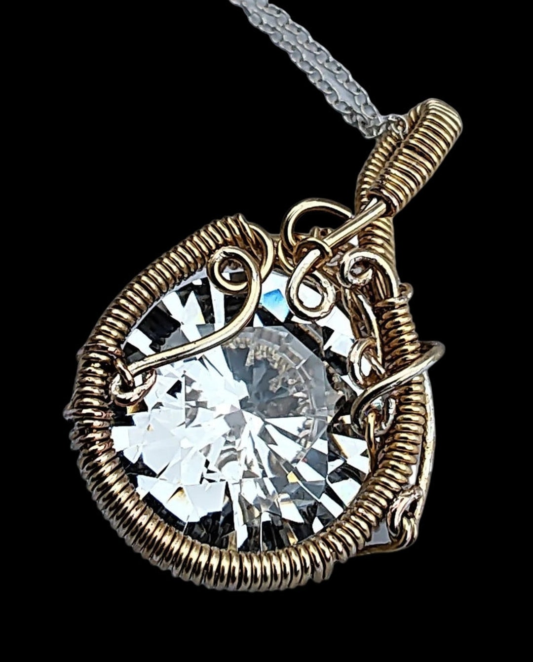 CLASSY 14.35 Carat Gold Copper Cubic Zirconia Diamond Elven Elvish ...