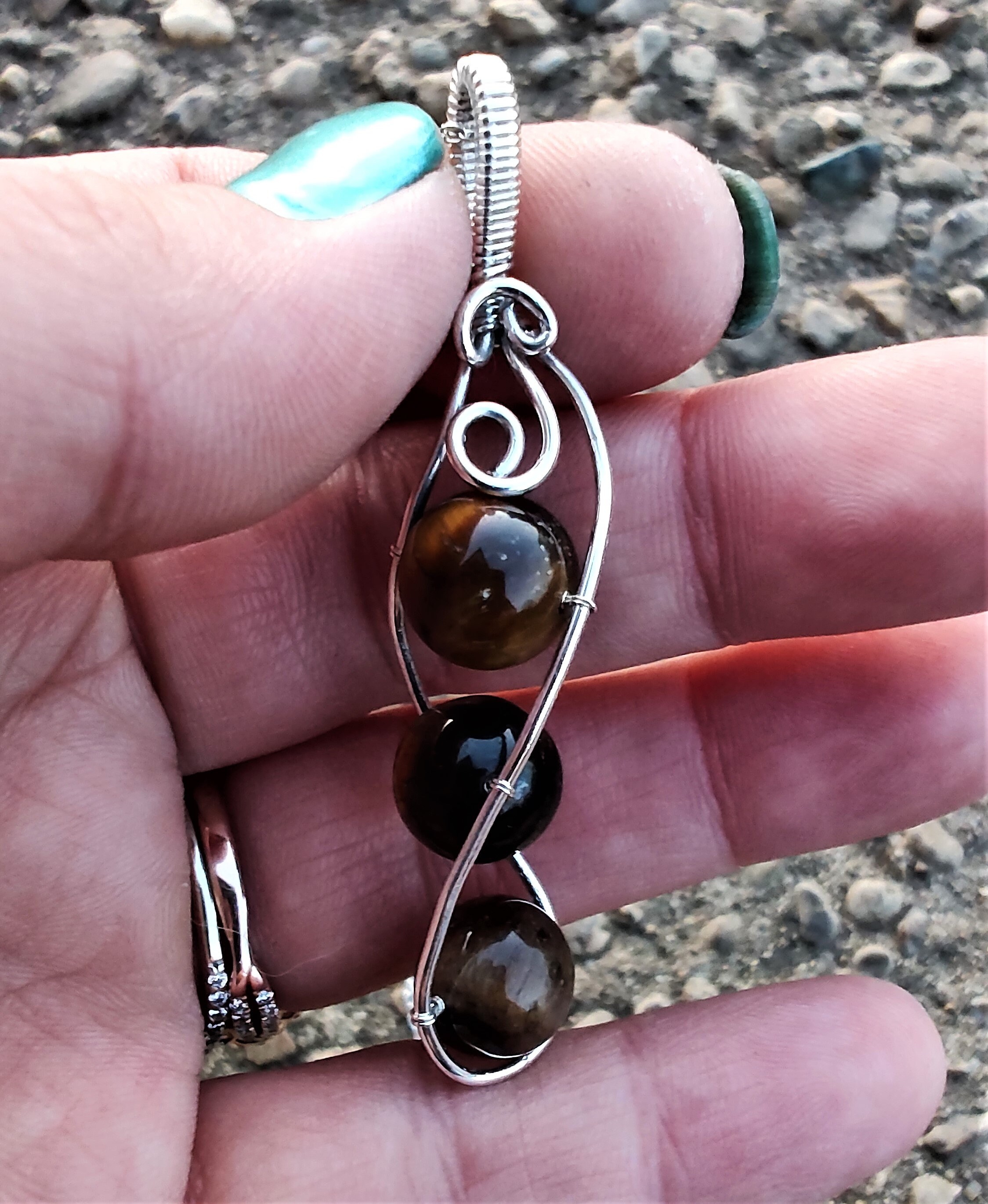 Sterling Silver Raw Tiger's Eye Elven Elvish Mystical Fantasy Amulet ...