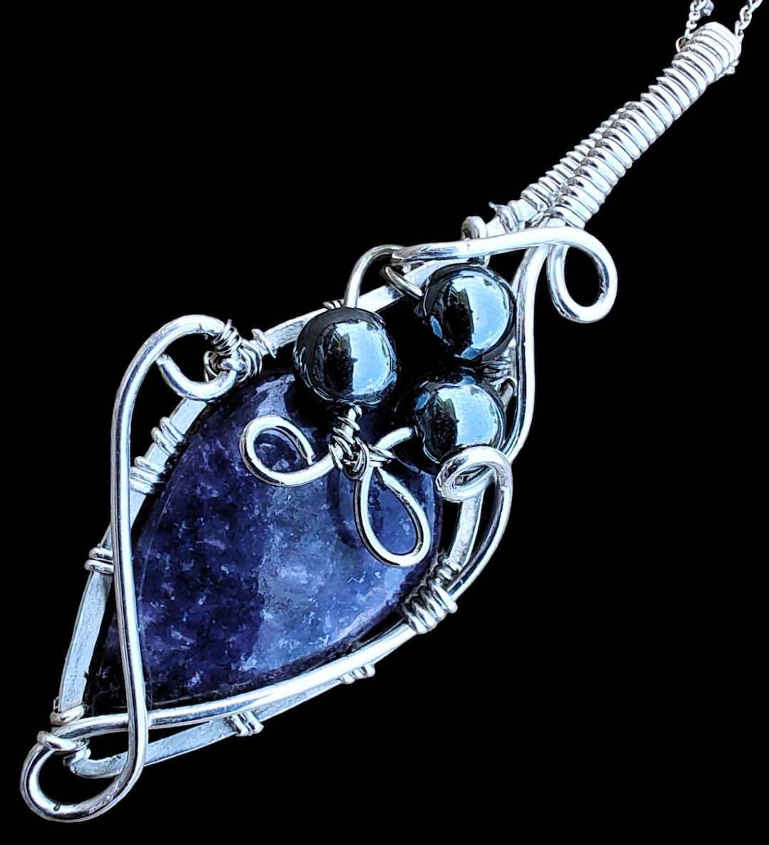 Elven Fantasy Necklace Amulet Wire Wrapped Sterling Silver Victorian ...