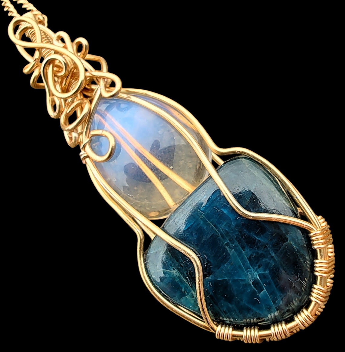 Rare Top Neon Apatite Opalite Glow Stone Gold Copper Victorian Elven ...