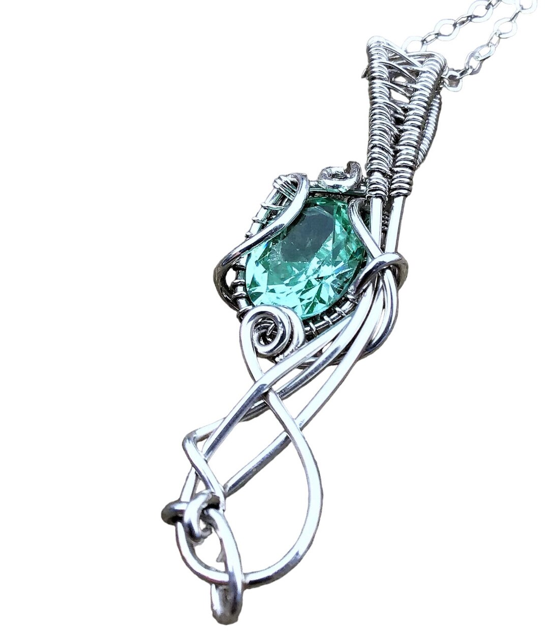 Sterling Silver RARE Dainty Sea Green Spinel Elven Elvish Victorian ...