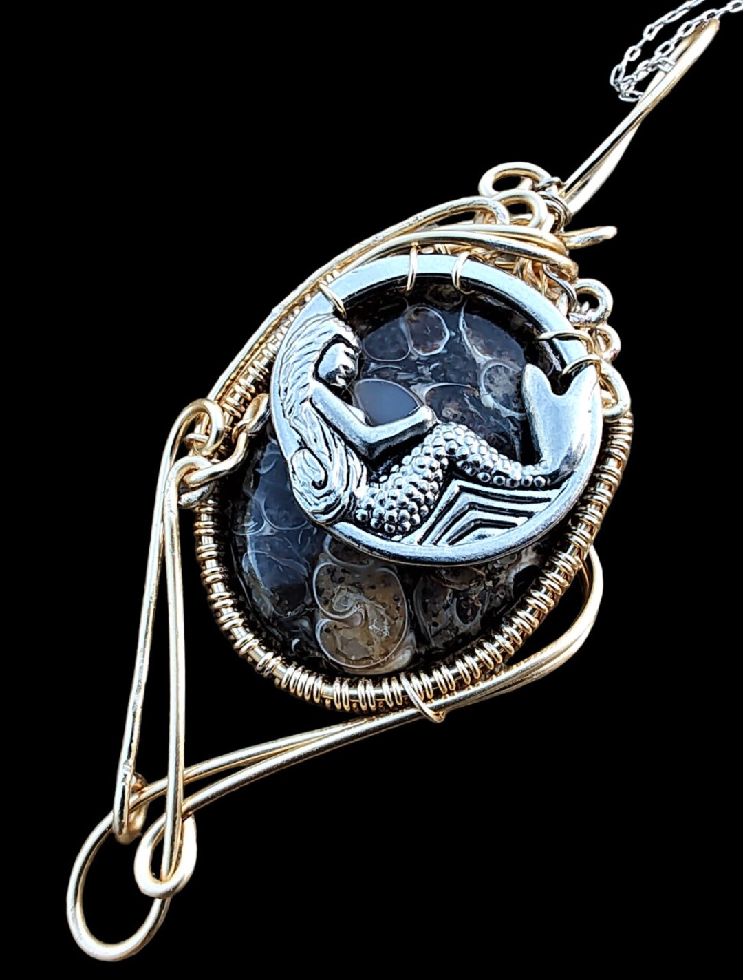 BEACHY Gold Turitella Agate Mermaid Ocean Sea Elven Elvish Victorian ...