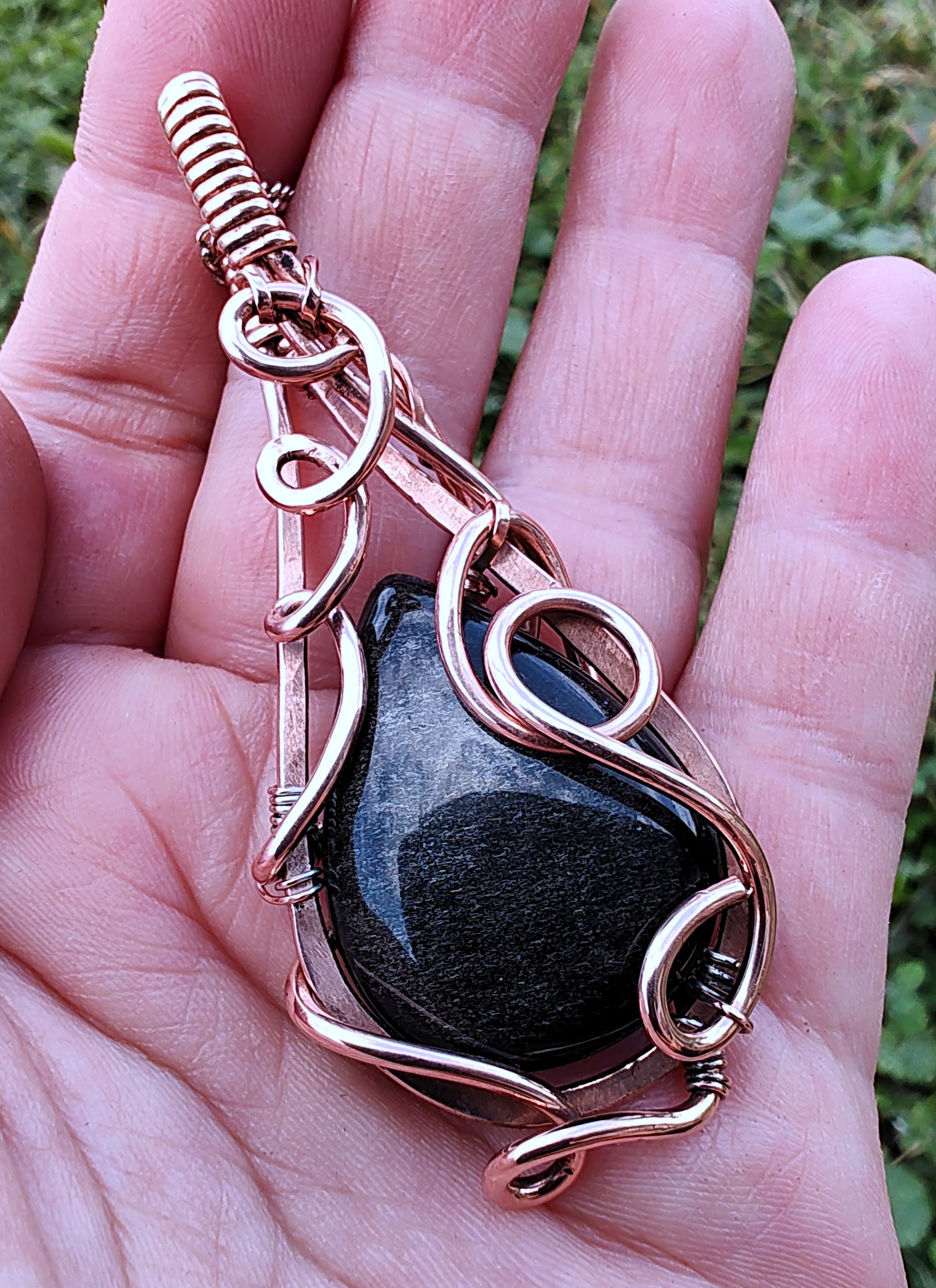 Rare Natural Silver Sheen Obsidian Victorian Gothic Elven Elvish Copper ...