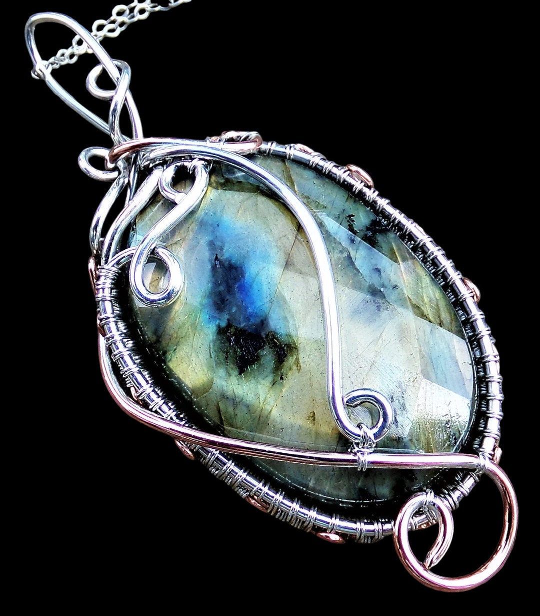 SUPER FLASH Faceted Labradorite Spectrolite Copper Elven Elvish ...