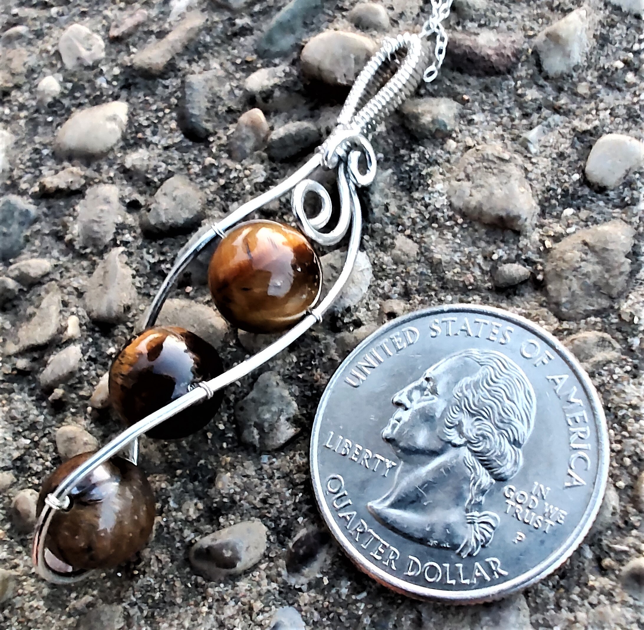 Sterling Silver Raw Tiger's Eye Elven Elvish Mystical Fantasy Amulet ...