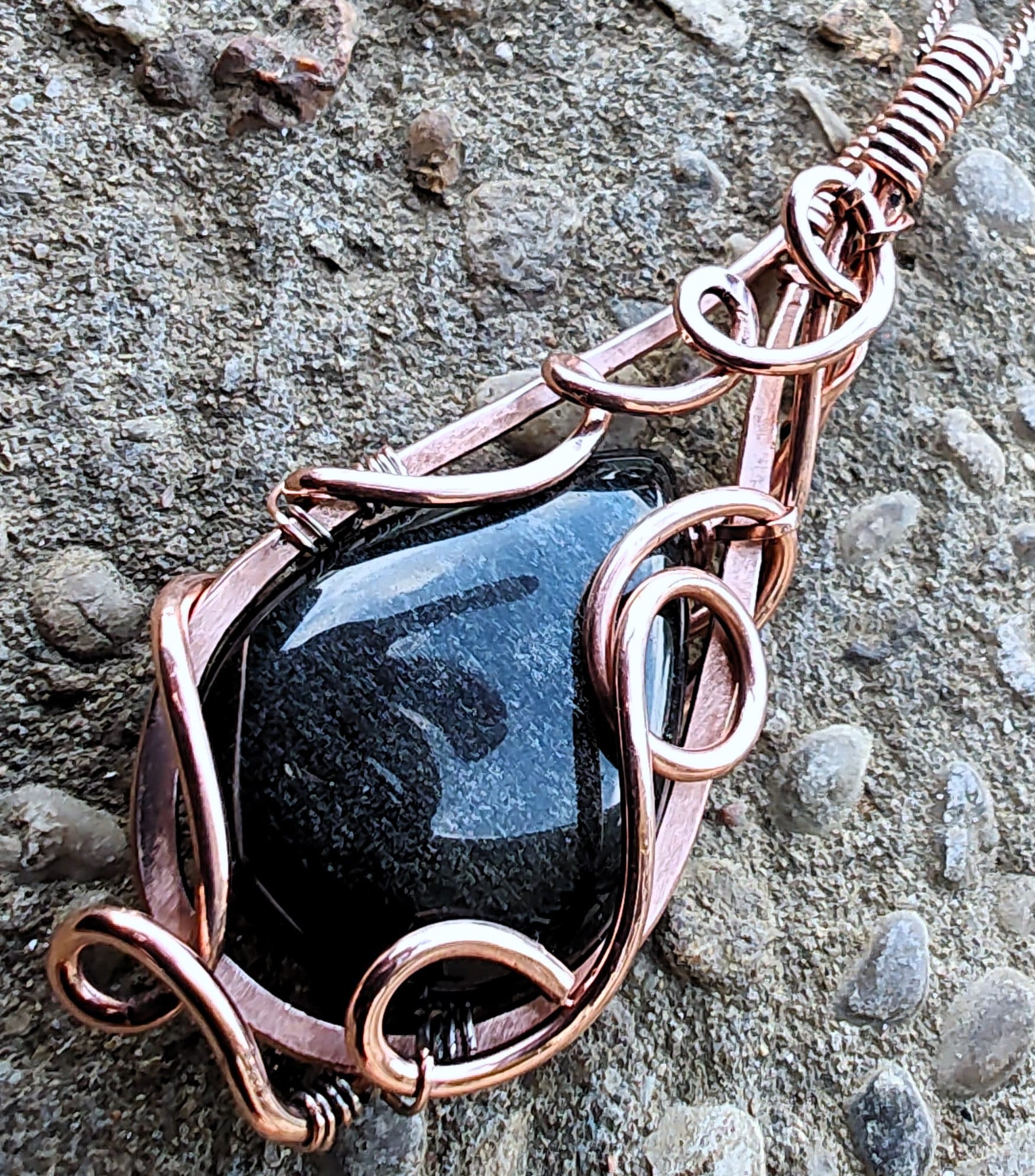 Rare Natural Silver Sheen Obsidian Victorian Gothic Elven Elvish Copper ...