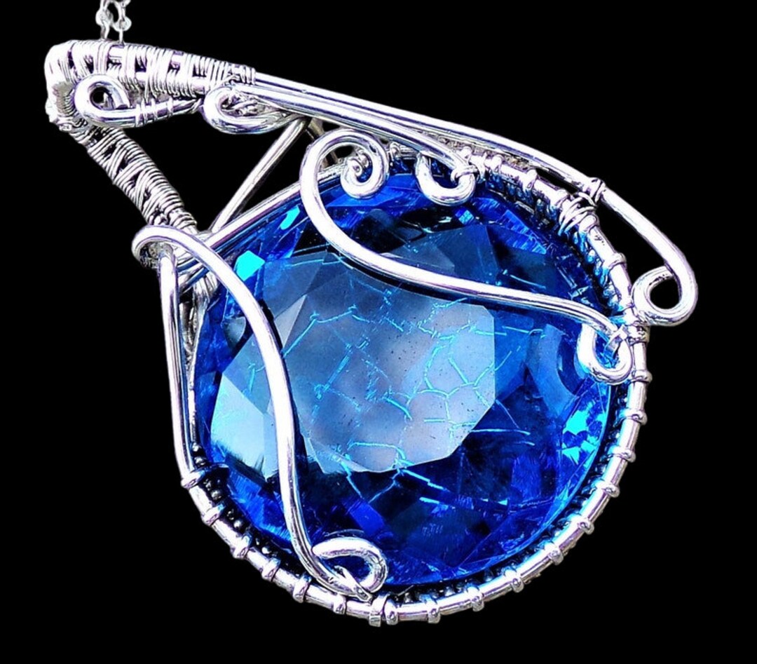 Sterling Silver Faceted Blue Topaz Glass Crystal Elven Elvish Victorian ...