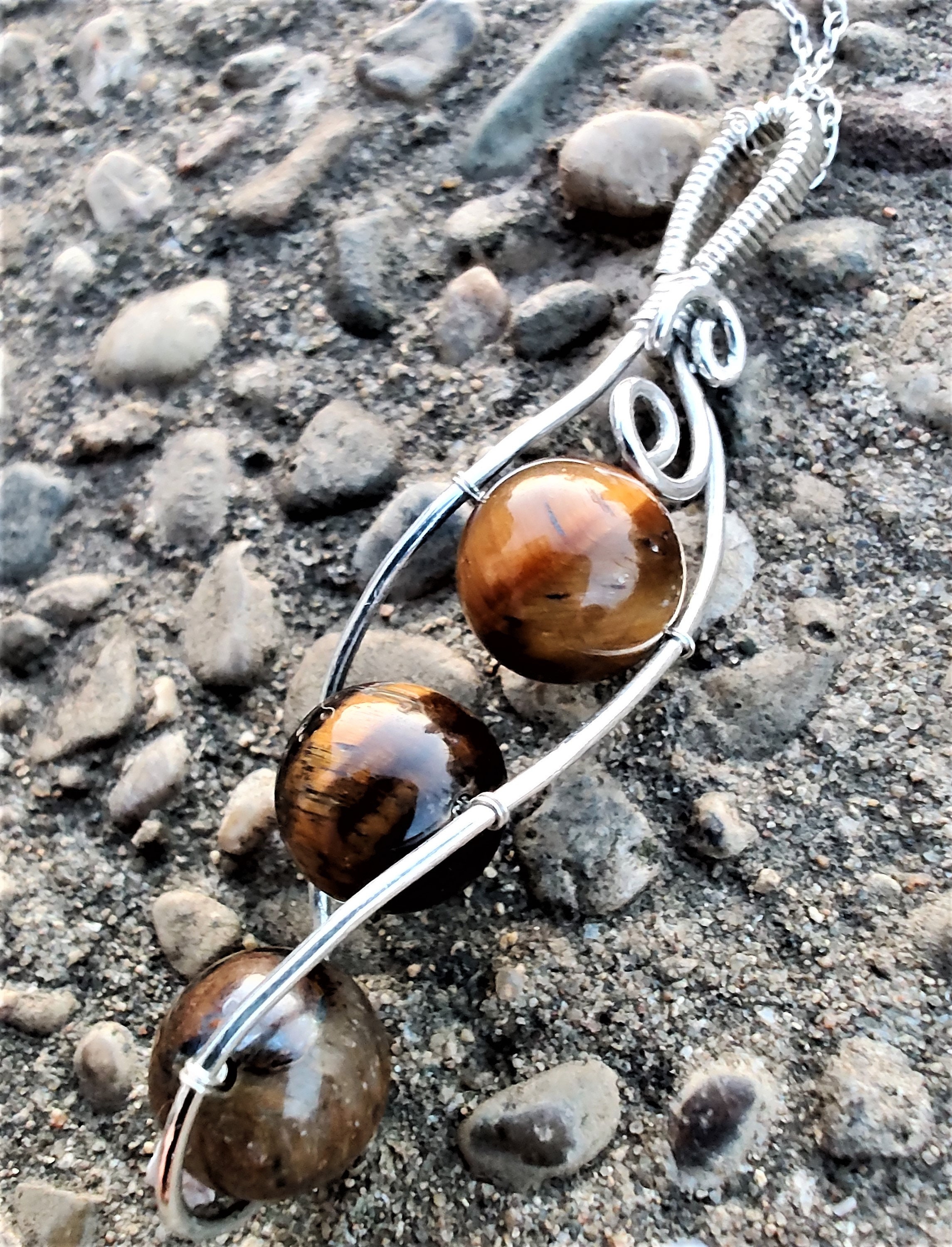 Sterling Silver Raw Tiger's Eye Elven Elvish Mystical Fantasy Amulet ...