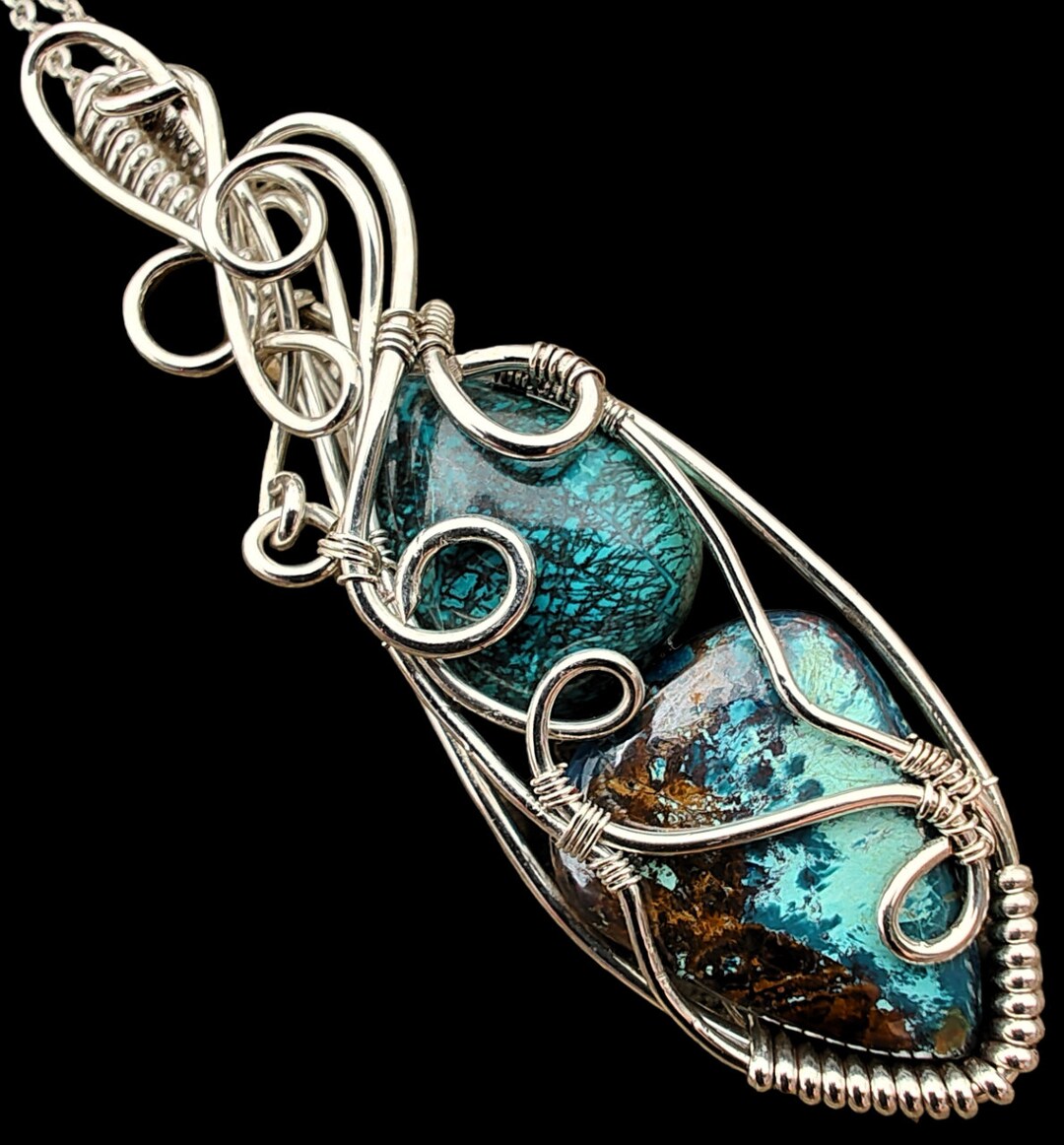 Top Rare Azurite Chrysocolla Reverse Teardrop Victorian Elven Elvish ...
