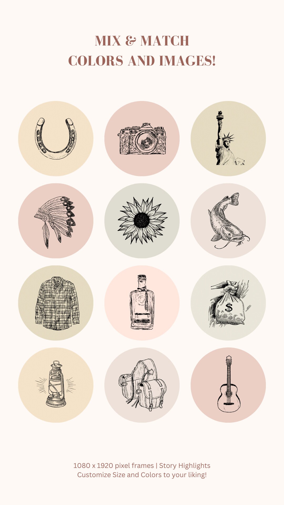 Cowgirl Instagram Highlight Covers (50 Thumbnails, Canva, Cowboy ...