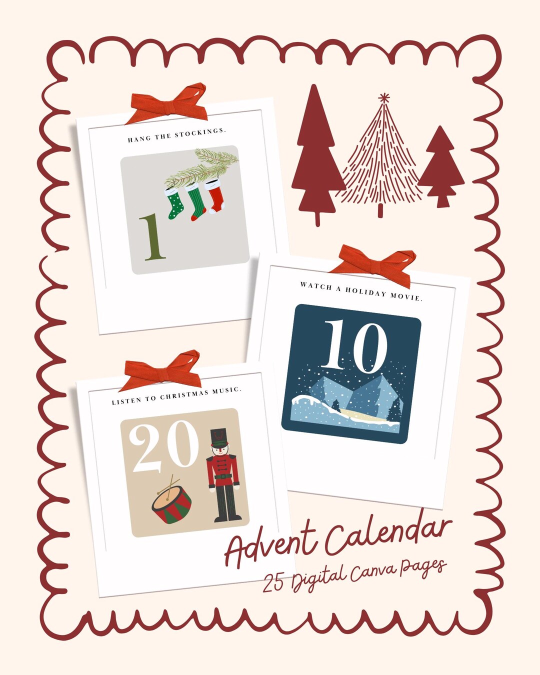 Christmas Advent Activities Calendar Digital Canva Template (25 Pages ...