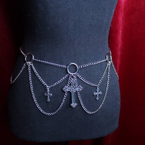 Chain Cross Belt Gothic Bondage Rosary Charm Belt Corset Goth Gothic ...