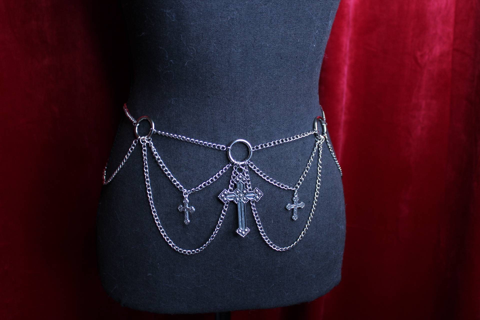 Chain Cross Belt Gothic Bondage Rosary Charm Belt Corset Goth Gothic ...