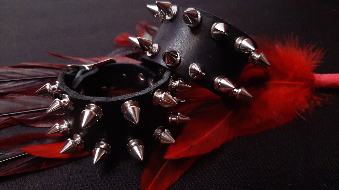 Leather Spike Punk Cuff 14 Tree Spikes Goth Gothic Industrial BDSM S&M ...