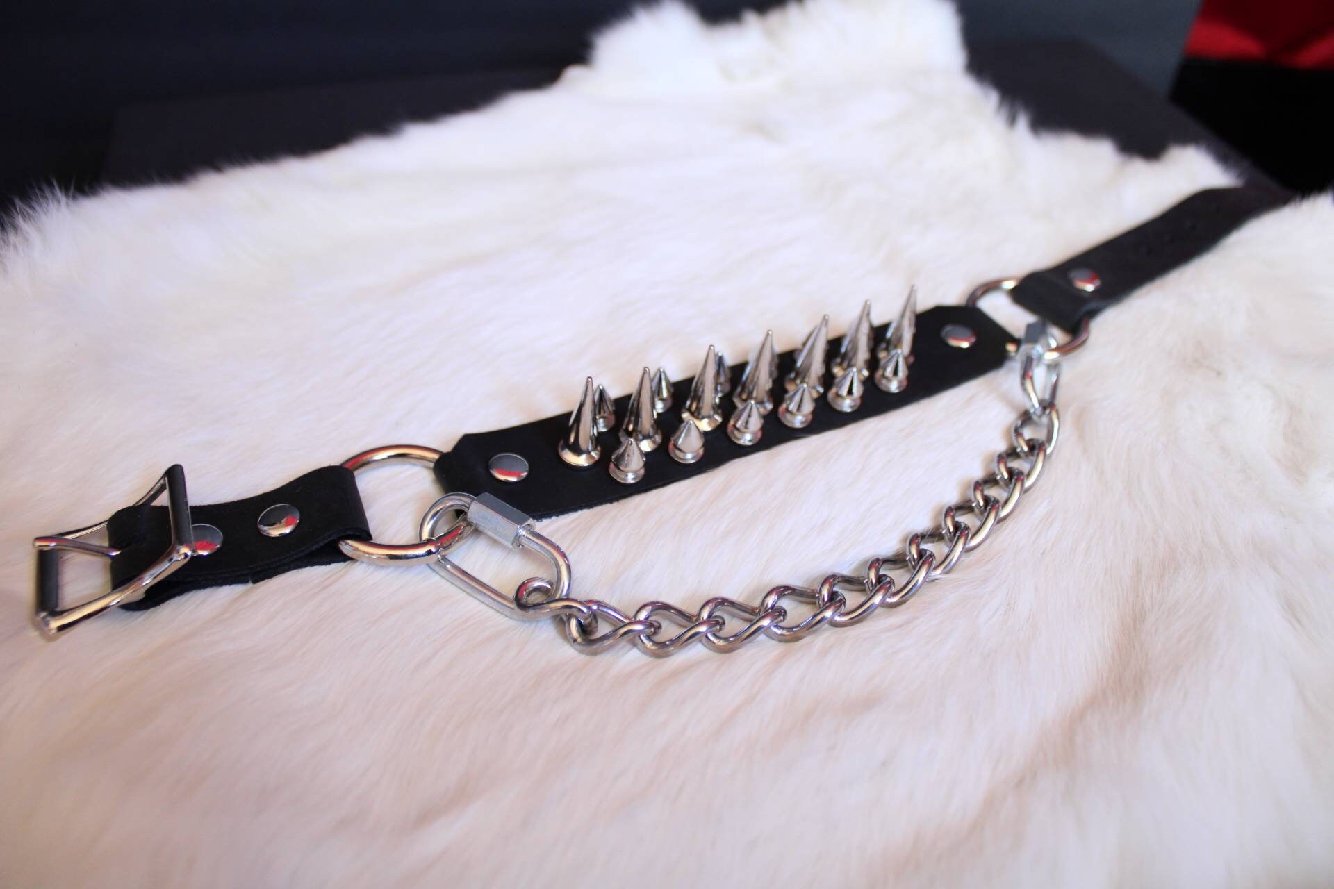 Unisex 19 Spike Leather Bootstrap W/ Chain FREE SHIPPING - Etsy