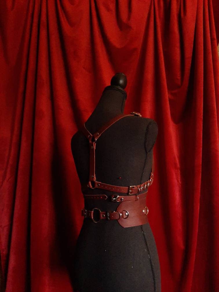 Labyrinth Cage Red Leather Harness Bondage Handmade BDSM Goth | Etsy