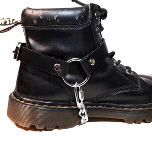 Unisex Leather Bootstrap 3.0 Triple D-ring W/ Chain SINGLE Boot Strap ...