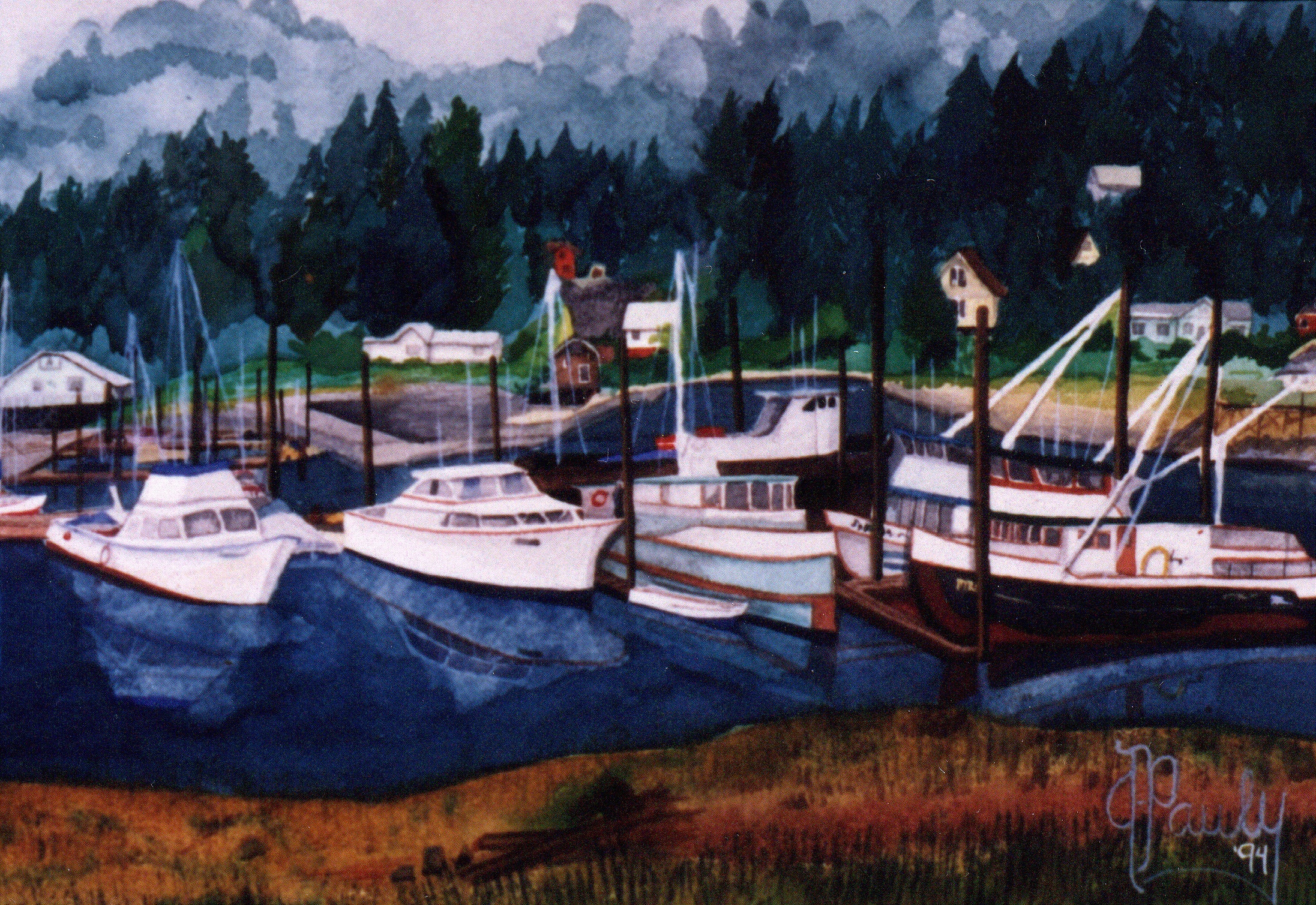 Wrangell Boats Wrangell Alaska Watercolor Painting - Signed and ...