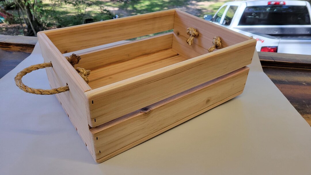Cedar Slat Crate With Rope Handles - Etsy