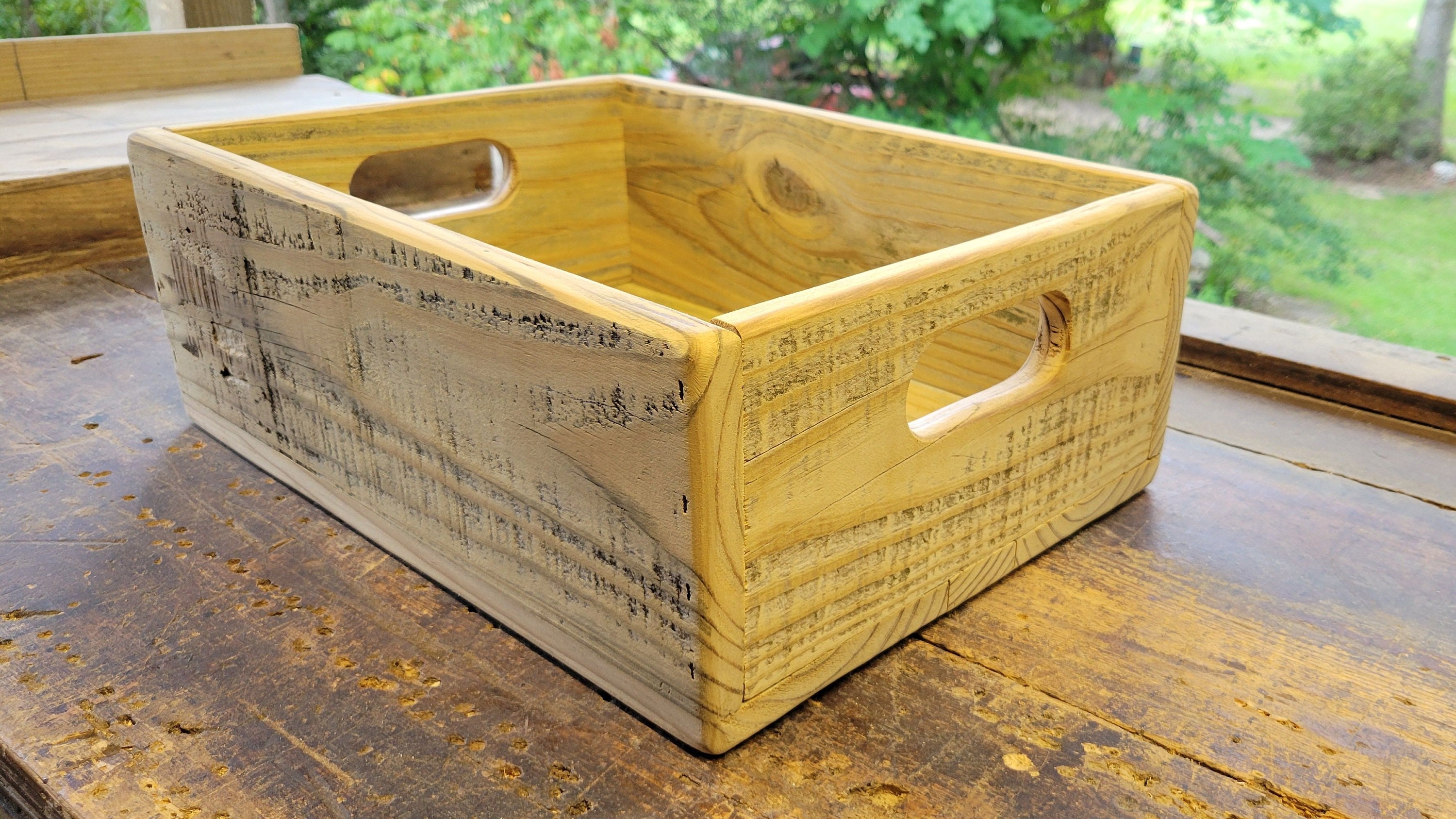 Rustic Pine Crate With Solid Wood Bottom - Etsy