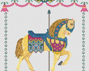 Carousel Horse II Cross Stitch Pattern Instant PDF Download Unique ...