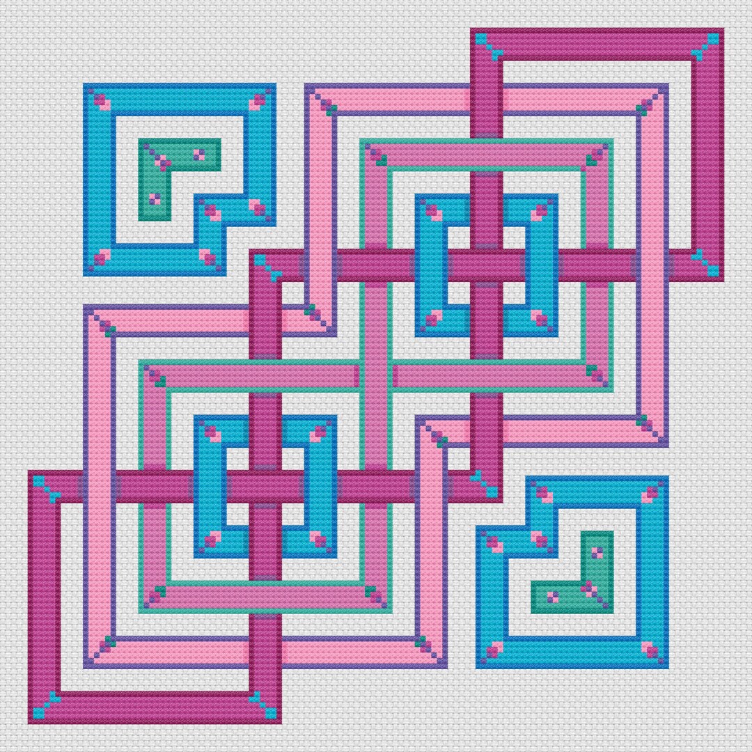 Vaporwave Colors Counted Cross Stitch Pattern PDF Pattern - Etsy