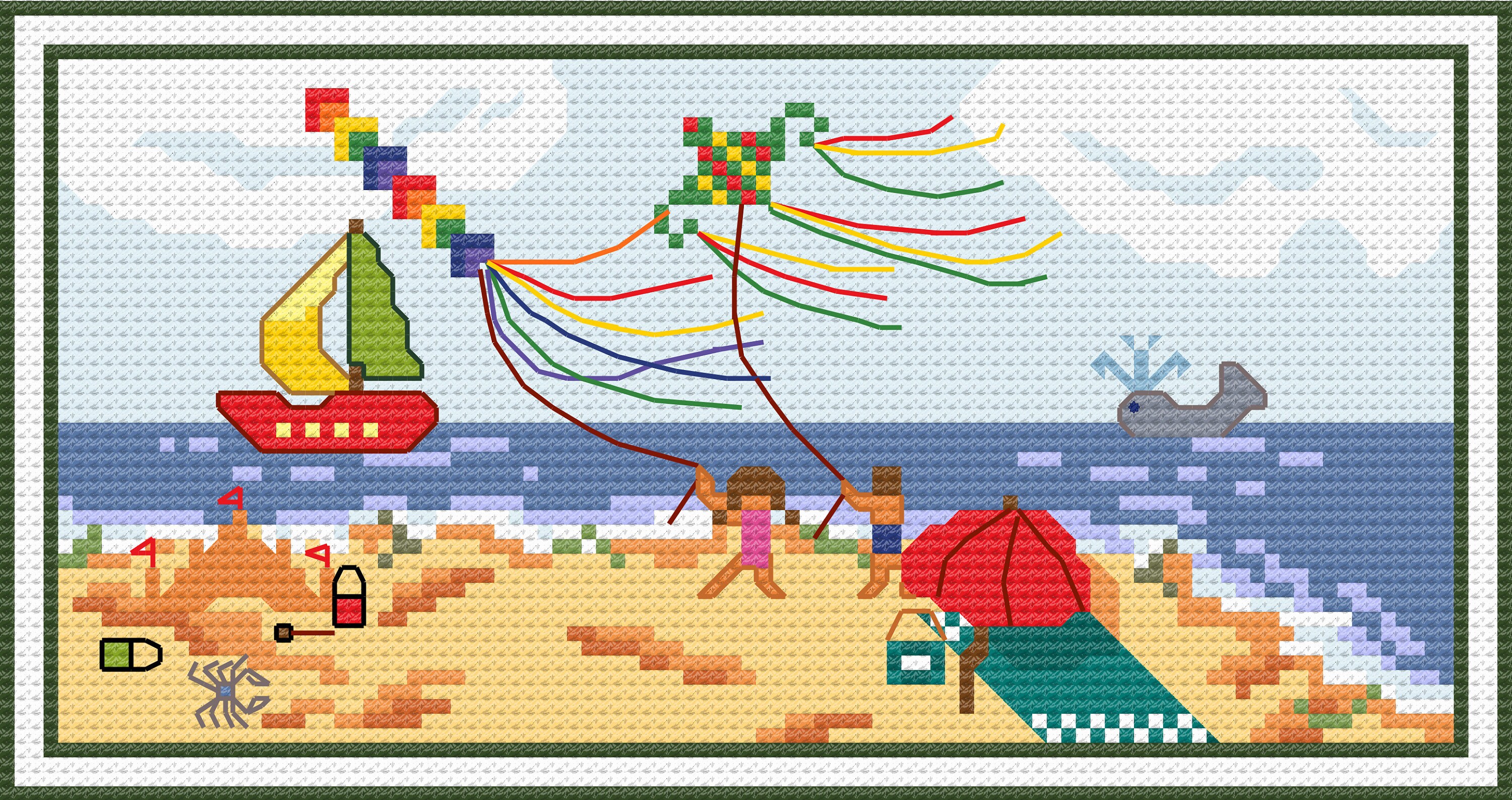 Summer Fun at the Beach Counted Cross Stitch PDF Pattern - Etsy