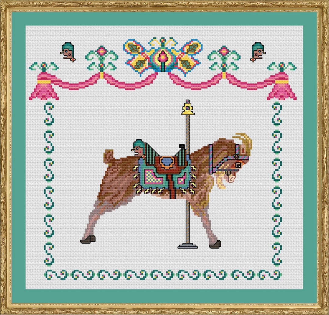 Patrón PDF de punto de cruz contado de cabra carrusel - Etsy España